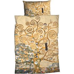 Goebel Bettw&auml;sche &raquo;Lebensbaum&laquo; 2 Stk. edles, elegantes Design beige Satin, Obermaterial: 100% Baumwolle B/L: 155cm x 220cm, 1 Stk., 1 Stk., Satin, B/L: 80cm 