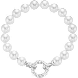 Firetti Damen Perlenarmband &raquo;Schmuck Geschenk Silber 925 Armschmuck Armband Armkette Glitzer&laquo; mit Zirkonia (synth.) - mit Muschelperle wei&szlig; 19cm, 