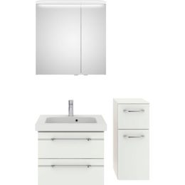 Badm&ouml;bel-Set &raquo;Balto Sprint 3-teilig, Mineralmarmor-Waschtisch mit LED-Spiegelschrank&laquo; 4 Stk. tlg. wei&szlig; Holzwerkstoff B/H/T: 100cmcm x 200cmcm x 46cmcm