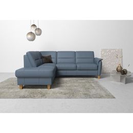 Home Affaire Ecksofa &raquo;Palmera L-Form, B: 236 cm&laquo; optional Schlaffunktion & Bettkasten, Federkern blau Luxus-Microfaser (100% Polyester);Struktur (100%