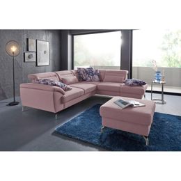 Sit & More sit&more Ecksofa &raquo;Percy L-Form&laquo; 12 cm Fu&szlig;h&ouml;he, Sitztiefenverstellung, wahlweise in 2 Fu&szlig;farben rosa B/H/T: 270cm x 77cm x 235cm, Feinstruktur, 