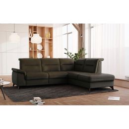 Sit & More sit&more Ecksofa &raquo;Astoria L-Form&laquo; wahlweise mit motorischer Relaxfunktion gr&uuml;n 100% Polyester B/H/T: 256cm x 91cm x 225cm, Luxus-Microfaser in 