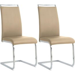 M&ouml;bilia Freischwinger (Set) 2 Stk.mit Wellenunterfederung braun Metall, Polyurethan B/H/T: 42cm x 101cm x 58cm, 2 Stk., Kunstleder Lederoptik, Bezug taupe