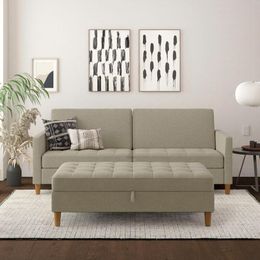 3-Sitzer &raquo;Presley&laquo; Sofa mit Bett-Funktion und verstellbarer R&uuml;ckenlehne braun Webstoff, 100% Polyester B/H/T: 203cm x 83cm x 83cm, Webstoff