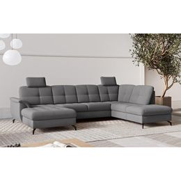 Sit & More sit&more Wohnlandschaft &raquo;Zora&laquo; wahlweise mit Schlaffunktion und Bettkasten grau 90% Polyester 10% Polyamid B/H/T: 319cm x 92cm x 212cm, Struktur weich