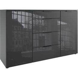wimex Kombikommode &raquo;Level36 black C by fresh to go&laquo; mit Glaselementen auf der Front, soft-close Funktion, 135cm breit grau Holzwerkstoff B/H/T: 135cm x 84cm