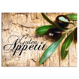 Artland K&uuml;chenr&uuml;ckwand &raquo;Oliven Guten Appetit&laquo; Alu Spritzschutz mit Klebeband, einfache Montage braun Aluminium B/H: 70cm x 50cm