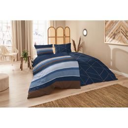 Primera Bettw&auml;sche &raquo;Feinbiber-Bettw&auml;sche&laquo; 2 Stk. samtweich und nat&uuml;rlich aus reiner Baumwolle blau Mako-Satin, Obermaterial: 100% Baumwolle B/L: 135cm x 200cm