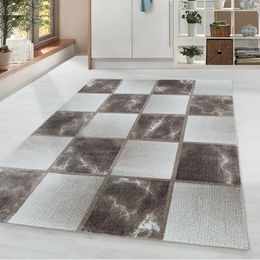 Ayyildiz Teppiche Teppich &raquo;OTTAWA 4201&laquo; rechteckig 8 mm H&ouml;he Karo Muster, Kurzflor, Wohnzimmer braun Polypropylen (PP) B : 140cm 1 Stk., 8mm, L: 200cm