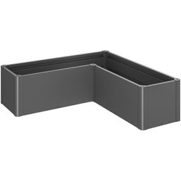 BioHort Hochbeet &raquo;BELVEDERE L-Form mini 1,5, verschiedene Farben&laquo; 152x152x45 cm, extrem langlebig, aus Metall grau Stahl B/H/T: 152cm x 45cm x 152cm