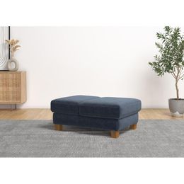 Home Affaire Polsterhocker &raquo;Dundee&laquo; mit Klappfunktion - wie ein Sessel nutzbar blau Flachgewebe 100% Polyester B/H/T: 75cm x 46cm x 109cm, Flachgewebe