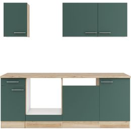 Optifit K&uuml;che &raquo;Bella&laquo; Breite 210 cm, wahlweise mit E-Ger&auml;ten gr&uuml;n B/H/T: 210cm x 60cm, ohne E-Ger&auml;te