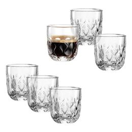 Leonardo Espressoglas &raquo;GOCCE, 90 ml, 6er-Set&laquo; 2. Variante, mit Tropfenrelief transparent Glas &Oslash; 5,2cm x 5,6cm, 90ml, 6 Stk.
