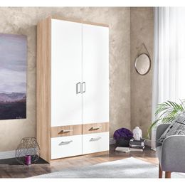 Priess Kleiderschrank wei&szlig; Holzwerkstoff B/H/T: 94cm x 193cm x 56cm, T&uuml;ren: 2 Stk.