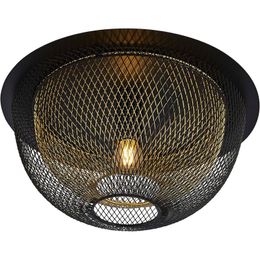 Searchlight Deckenleuchte &raquo;Honeycomb Flush - Black Metal & Gold Mesh&laquo; E27 1 Stk. schwarz 1, &Oslash; 40cm H: 21cm, 1 Stk.