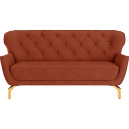 Sit & More sit&more 3-Sitzer &raquo;Orient 3&laquo; inkl. 2 Zierkissen mit Strass-Stein, goldfarbene Metallf&uuml;&szlig;e rosa 100% Polyester B/H/T: 183cm x 89cm x 88cm, Struktur