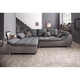 Home Affaire Ecksofa &raquo;Imola, bequem, aktuelle Steppung im Sitz, L-Form, Breite 270cm&laquo; wahlweise mit Bettfunktion grau Microfaser PRIMABELLE (100% 