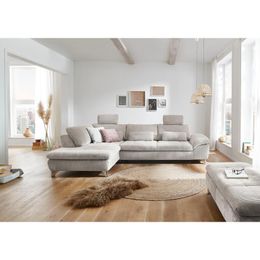 Die PlanBar Ecksofa &raquo;Ottomane MP-IN14007 L-Form, Breite 306 cm&laquo; wahlweise mit Schlaffunktion und verstellbaren Kopfst&uuml;tzen, in Cord beige 100% 