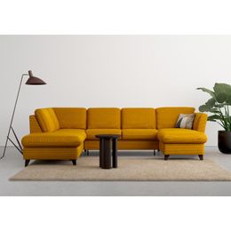 Home Affaire Wohnlandschaft &raquo;Trelleborg U-Form&laquo; optional Schlaffunktion und Bettkasten, inkl. Federkern-Polsterung gelb 100% Polyester B/H/T: 307cm x 
