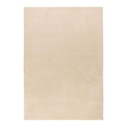 Kayoom Teppich &raquo;Earthquake 225&laquo; rechteckig 14 mm H&ouml;he auch als L&auml;ufer, dichter uni Kurzflor, Wohnzimmer beige Polyester B : 80cm 1 Stk., 14mm, L: 140cm