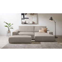 OTTO home Polsterecke &raquo;SHERWOOD XXL tief, L-Form, Schlaffunktion, Bigsofa, Cord, Leinenoptik&laquo; stellbar zum Schlafsofa (Krokodilverbinder), Cord, 