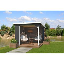 Lasita Maja Gartenhaus &raquo;Unterstand/Lounge Buffalo 275&laquo; Unterstand / Lounge 28mm grau Massivholz ohne Dacheindeckung