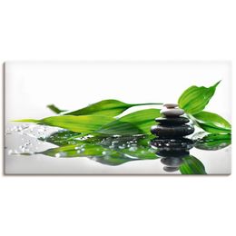 Artland Leinwandbild &raquo;Spa mit Steinen und Bambus&laquo; Zen 1 Stk. tlg. auf Holzrahmen gespannt gr&uuml;n B/H/T: 40cm x 20cm, Leinwandbild Zen Querformat, 1 Stk.