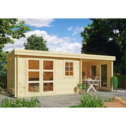 Kiehn-Holz Gartenhaus &raquo;Tollensesee&laquo; aus naturbelassenem Fichtenholz beige Holzwerkstoff Fu&szlig;boden im Gartenhaus, R&uuml;ckwand Seitenwand