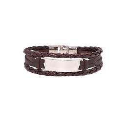 Firetti Herren Lederarmband &raquo;Schmuck Geschenk Armschmuck ID-Armband- Optik&laquo; Made in Germany braun 20cm, Edelstahl Leder