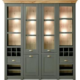 Home Affaire Buffet &raquo;Cambridge, Hochschrank im Landhausstil, moderner Schrank,K&uuml;chenschrank&laquo; sch&ouml;ne Kranzoptik, messingfarbene Metallgriffe, 194 cm 