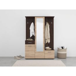 OTTO home Kompaktgarderobe &raquo;Martin Flurgarderobe, Dielenschrank, Flurm&ouml;bel, Breite 134 cm&laquo; v braun Glas, Holzwerkstoff, Kunststoff, Metall Dunkle 