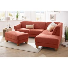OTTO home Ecksofa &raquo;Gotland L-Form&laquo; wahlweise mit Sitztiefenverstellung + Bettkasten orange Struktur (100% Polypropylen);Luxus-Microfaser ALTARA NUBUCK