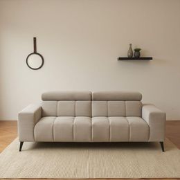 DOMO collection 2-Sitzer &raquo;Trento, mit Kufenfu&szlig; oder Einzelfu&szlig;&laquo; whlw. verstellbare Kopfteile, passend f&uuml;r g&auml;ngige Saugroboter grau 100% Polyester B/H/T