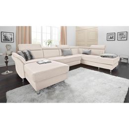 Sit & More sit&more Wohnlandschaft &raquo;Avignon U-Form&laquo; optional Schlaffunktion & Stauraum, inklusive Kopfteilverstellung beige Flachgewebe (90% Polyester, 10% 