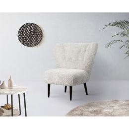 LeGer Home by Lena Gercke Sessel &raquo;Dinah&laquo; Knopfheftung im R&uuml;cken, wahlweise mit oder ohne Hocker beige 100% Polyester Boucl&eacute;, ohne Hocker, B/H/T: 84cm 