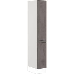 IMPULS K&Uuml;CHEN Apothekerschrank &raquo;"Prag", Breite/H&ouml;he: 30/190,7 cm, mit Soft-Close&laquo; vormontiert, mit Auszug, mit K&ouml;rben grau Dekorfolie, Holzwerkstoff 