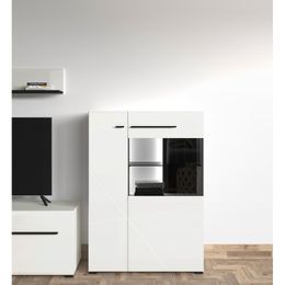 Home Affaire Highboard &raquo;Trentino&laquo; Vitrine, Soft-Close-Funktion, Hochglanzfronten, Breite 87 cm wei&szlig; Glas, Holzwerkstoff, MDF B/H/T: 87,5cm x 124cm x 