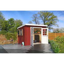 Lasita Maja Gartenhaus &raquo;San Jose 175&laquo; Blockbohlenhaus 28mm rot Massivholz ohne Fu&szlig;boden, ohne Dacheindeckung