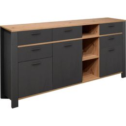 M&auml;usbacher Lowboard &raquo;Nele&laquo; Breite 193 cm schwarz B/H/T: 193cm x 62cm x 44cm, 6 Stk.