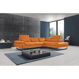 Egoitaliano Ecksofa &raquo;Queenie, extravagantes Sofa mit erstklassigem Sitzkomfort, L-Form&laquo; mit verstellbarer Armlehne und Kopfteilen f&uuml;r Wohlf&uuml;hlkomfort orange Luxus