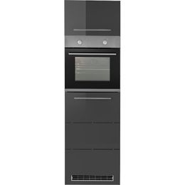 KOCHSTATION Backofenumbauschrank &raquo;KS-Wien&laquo; 60 cm breit, 200 cm hoch, f&uuml;r autarken Backofen grau MDF grafitgrau, B/H/T: 60cm x 200cm x 60cm, T&uuml;ren: 2 
