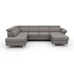 Sit & More sit&more Wohnlandschaft &raquo;Vincenzo U-Form&laquo; inklusive Kopfteilverstellung, optional Schlaffunktion & Bettkasten grau B/H/T: 317cm x 84cm x 93cm, Luxus-