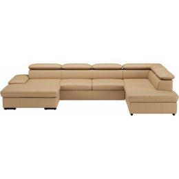 Sit & More sit&more Wohnlandschaft &raquo;Alcudia U-Form&laquo; wahlweise mit Schlaffunktion braun B/H/T: 349cm x 73cm x 226cm, NaturLEDER , Ottomane rechts,mit 