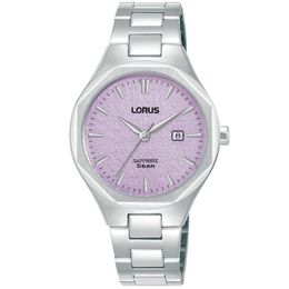 Lorus Damen Lorus Quarzuhr &raquo;Classic Quarz&laquo; Armbanduhr, Damenuhr, Edelstahlarmband, analog, Tag lila Einheitsgr&ouml;&szlig;e