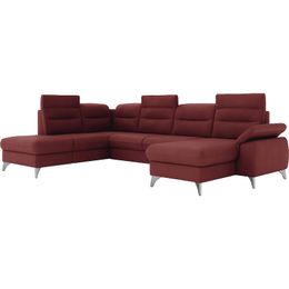 Sit & More sit&more Wohnlandschaft &raquo;Astoria U-Form&laquo; wahlweise mit motorischer Relaxfunktion rot 100% Polyester B/H/T: 327cm x 91cm x 225cm, Luxus-Microfaser 