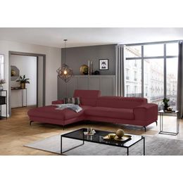 W.Schillig Ecksofa &raquo;piedroo, Designsofa mit tollem Sitzkomfort, L-Form&laquo; Kopfteilverstellung, wahlweise mit Sitztiefenverstellung, Breite 303cm rot 