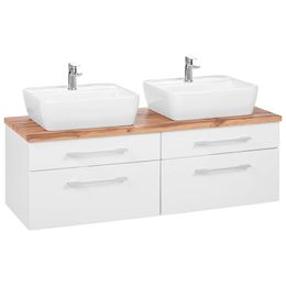 Welltime Waschbeckenunterschrank &raquo;Davos&laquo; Badm&ouml;bel, Waschtisch inkl. Waschbecken, Breite 120 cm wei&szlig; wei&szlig;, B/H/T: 120cm x 55cm x 47cm