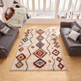 Hanse Home Hochflor-Teppich &raquo;Geometric&laquo; rechteckig 30 mm H&ouml;he Shaggy, Flokati, Boho Design, Weich, Flauschig, Geometrisches Muster beige Kunstfaser B 