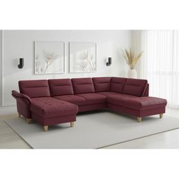 Sit & More sit&more Wohnlandschaft &raquo;Pamela U-Form, B: 292 cm, optional Schlaffunktion & Armteilverstellung&laquo; mit Federkern rot 100% Polyester B/H/T: 292cm x 90cm 
