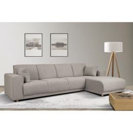 OTTO home Ecksofa &raquo;LEMPS wahlweise Recamiere links oder rechts L-Form&laquo; incl. Zierkissen, Stellma&szlig;e 297x162 cm grau 100% Polyester B/H/T: 297cm x 85cm 